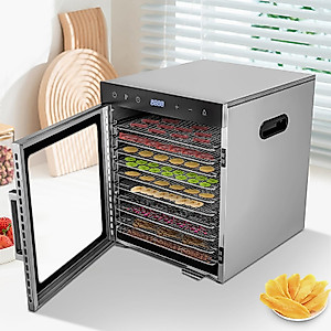 Xlsdlvcnxz 800W Commercial Food Dehydrator,10/12 Trays Stainless Steel Trays,Food Dehydrator Machine with Digital Temperature and Timer for Food and Jerky, Herbs, Veggies, Fruits (10-tray)