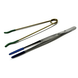 Set of 2 Steam Tweezers Ultrasonic Set Rubber Tips 8" Long and Inside Ring Holder for Steam and Ultrasonic Cleaning Jewelry Tool Tips Coating for Securely Holding to Not Mar Scratch the Article By JTS