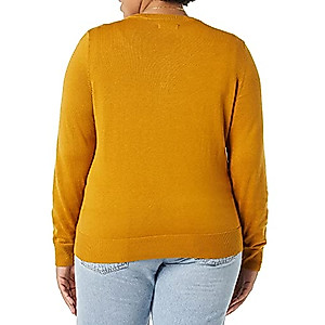 Amazon Essentials Women's Lightweight Crewneck Cardigan Sweater (Available in Plus Size), Tobacco Brown, XX-Large