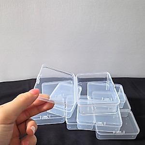 VANZBON Clear Plastic Storage Box, Beads Container With Hinged Lid Hardware Supplies (6pcs,8.5 * 6.*2.5cm)