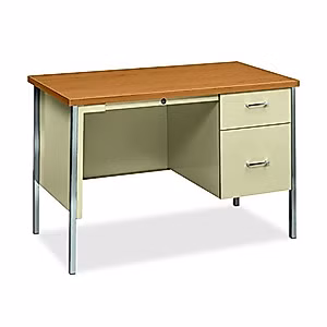 HON The Company, Right Single Pedestal Desk, Harvest/Putty