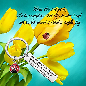 WUSUANED Good Luck Ladybug Keychain When She Swoops In It Remind Us Not Be Let Worries Cloud A Single Day Ladybug Lover Gift