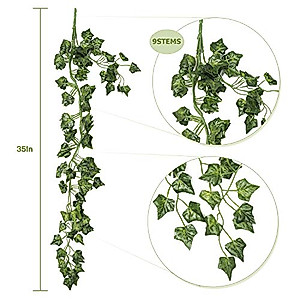 Yatim 90 CM Sweetpotato Ivy Vine Artificial Plants Greeny Chain Wall Hanging Leaves for Home Room Garden Wedding Garland Outside Decoration Pack of 2