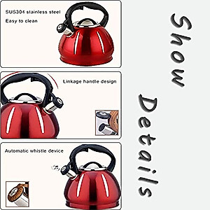 NOGRAX Tea Kettle Stovetop Whistling Heat Tea Kettle Stainless Steel Whistling Teapot Resistant Handle Suitable for Brewing Coffee and Milk 3L Large Capacity Pot (Color : Green)