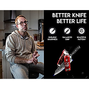 enowo Damascus Chef Knife 8 ", Kitchen Knife with VG-10 Stainless Steel, Japanese Kiritsuke knife with ergonomic G10 Handle Full Tang, Luxury Gift Box, Stain & Corrosion Resistant