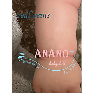 Anano Reborn Baby Doll Newborn 24 Inches Silicone Reborn Toddler Doll Hand Drawn Veins Baby Doll Real Life Size Baby Doll Toy for Age 3+ Birthday Gift Therapy for Dementia Patient