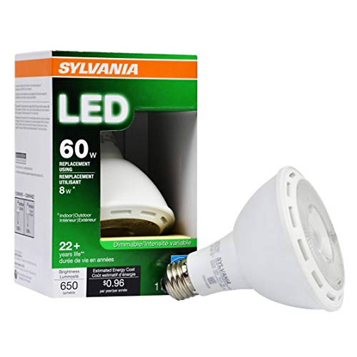 LEDVANCE Sylvania 79219 Dimmable 8W LED PAR30 Narrow Flood Bulb, White