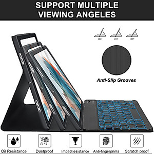 FARYODI for New iPad Air 13 Inch Keyboard Case M2 (2024), iPad Pro 12.9 (2022/2021, 6th/5th/4th Gen), 7 Color Backlit, Wireless Detachable Keyboard, Smart Folio Cover with Pencil Holder,Black