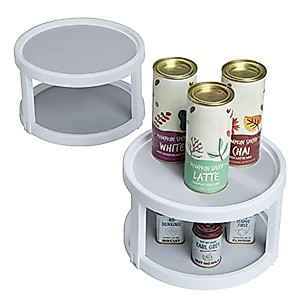 Smart Design 2-Pack Lazy Susan Turntable - 2-Tier - 10 Inch - Non-Slip Lining & Feet - BPA Free - Cupboard, Fridge, Spice, Cabinet, Countertop, Pantry, Storage, Kitchen Organizer