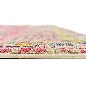 Unique Loom Monterey Collection Vintage Bohemian Inspired with Distressed Tribal Design Area Rug (5' 0 x 8' 0 Rectangular, Pink/ Yellow)