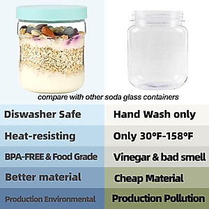 wemburly 6Pack Meal Prep Containers Reusable Glass 2Cup Overnight Oats Containers With Lids Glass Containers16OZ Borosilicate Glass Jars Diswasher Safe