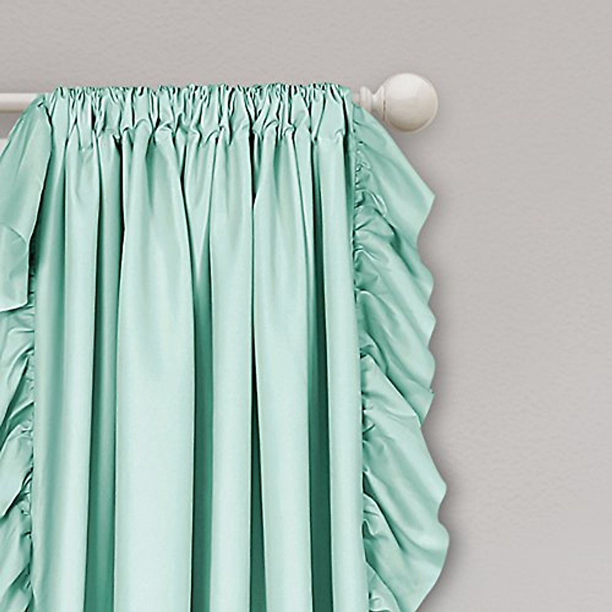 Lush Decor Reyna Ruffle Window Curtain Panel Set, Pair, 54" W x 84" L, Light Blue - Flowy Curtain - Romantic Ruffle Curtains for Bedroom, Living room, or Dining Room - Farmhouse & Cottage Home Decor