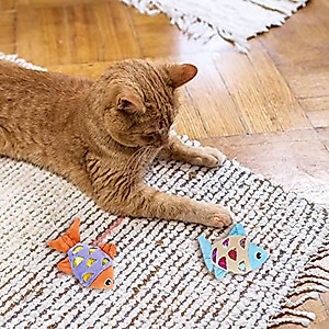 Andiker Cat Catnip Toys, 2pcs Small Cat Fish Toys with Crinkle Shine Ring Paper to Make Sound to Catch Your Cats Eyes and for Your Cats to Chew and Catch Interactive Cat Toys for indoor Cat (2pc)
