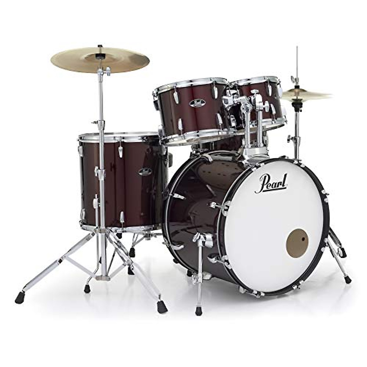 Pearl Roadshow Drum Set 5-Piece Complete Kit with Cymbals and Stands, Wine Red (RS525SC/C91)