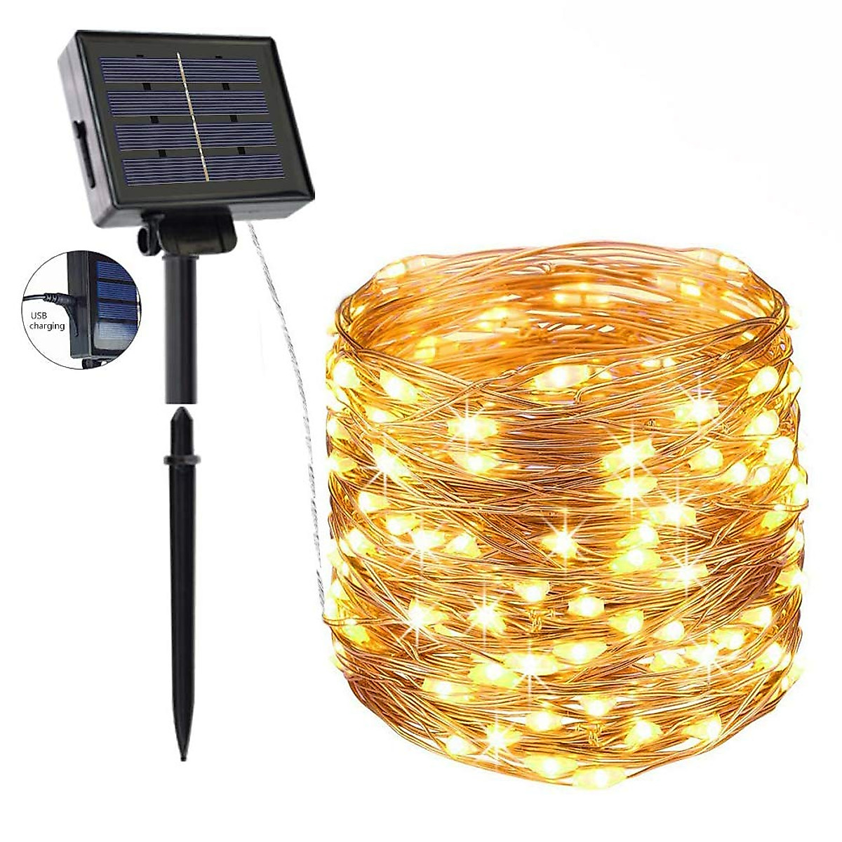 LRIFUE Solar 8 Lightning Modes Powered String Light 55ft/17m 240 LEDs Starry String Lights Copper Wire Lights Ambiance Lighting for Outdoor, Gardens, Homes, Dancing, Christmas Party(Warm White)