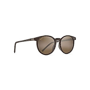 Maui Jim Men's and Women's Kiawe Polarized Classic Sunglasses, Brown Stripe/HCL® Bronze, Medium