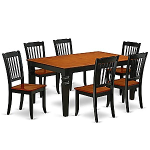 East West Furniture WEDA7-BCH-W Dining Table Set, 7-Piece