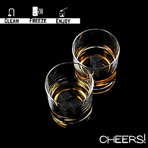 Premium Whiskey Stones 100% natural granite Set Of 9 Chilling Rocks Stone Reusable Ice Cubes For Drinks With Velvet Carrying Pouch,Grey, By AA Wonders (9 Cubes)