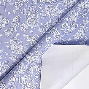 LDGOOAEL Mini Short Small Christmas Wrapping Paper Roll with Cut Lines on Reverse (17" X 120" Per Roll) - Pink Snowflakes & Purple Pine for Holiday, Birthday, Wedding, Baby Shower