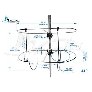 MARINE CITY Stainless-Steel Double Strong and Durable Fender Rack Gloss Finish Easy Use Holder with Stanchion Clamps 11 Inches Diameter Fender for Marines – Boats – Ships – Kayaks (Pack of 1)