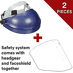 3M H8A Ratchet Headgear and Visor Combination with 3M WP96 Clear Polycarbonate Faceshield, Complete Headgear and Face Shield Safety System, ANSI Z87, Adjustable, Thermoplastic, Clear