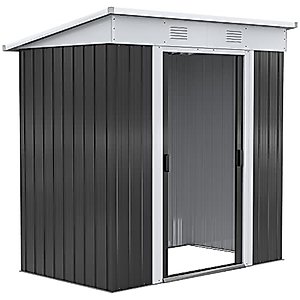 Outsunny 6' x 4' Steel Frame Backyard Garden Tool Storage Shed with 2 Air Vents and Dual Locking Doors, Black
