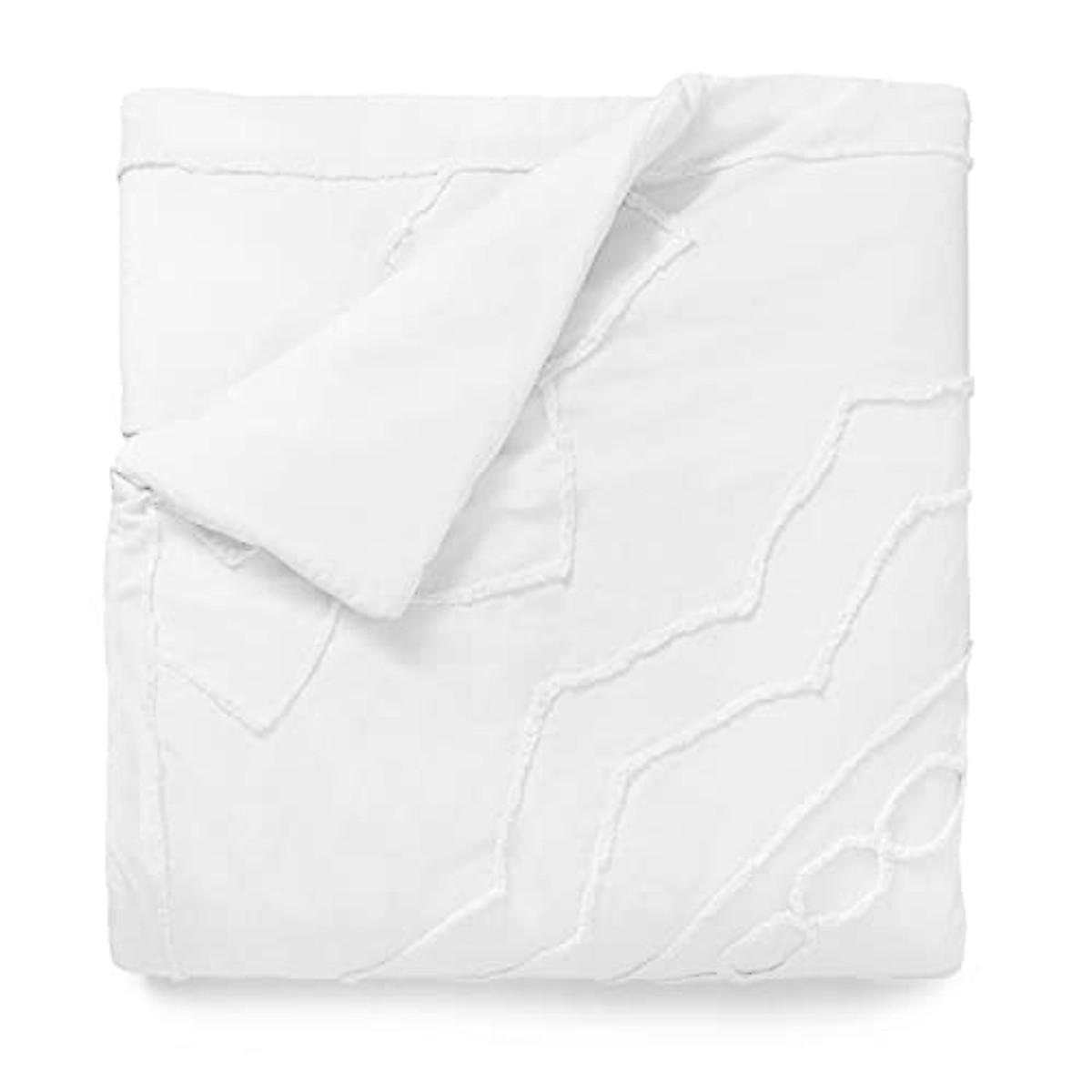 MARTHA STEWART Sophia Medallion Chenille Queen Size Comforter Set - 3 Piece,1 Comforter(90"x92"), 2 Pillow Shams(20"x26"), 100% Cotton, Breathable, Reversible, Machine Wash, White (All Season)