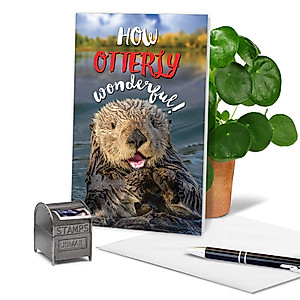 NobleWorks - Fun Congratulations Card with Envelope - Congrats Humor, Encouragement Greeting - Otterly Awesome C6574FCGG