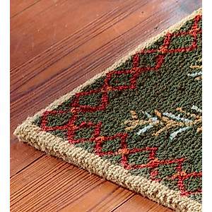 Plow & Hearth 2'x4' Hooked Pine Cone Fireproof Hearth Rug |100% Wool Fireplace Mat | Protect Home Décor Hardwood Floor and Carpet from Sparks and Embers Wood Stove