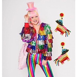 Mexican Fiesta Earrings Cinco De Mayo Earrings Beaded Piñata Sombrero Drop Dangle Earrings Mexican Independence Day Earrings for Women Mexico Theme Party Jewelry Gifts