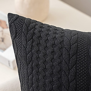 MIULEE Decorative Throw Pillow Covers Set of 2 Super Soft Modern Stretchy Embossed Patterned Cushion Covers for Farmhouse Couch Sofa Livingroom Bed,Black 18x18 inch