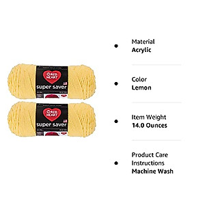 Bulk Buy: Red Heart Super Saver (2-Pack) (Lemon, 7 oz Each Skein)