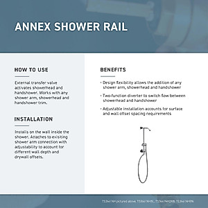 Moen Annex Brushed Nickel Shower Slidebar and Shower Hose System Trim, Valve Required, TS3661NHBN