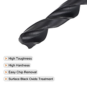 uxcell 6542 High Speed Steel Straight Shank Twist Jobber Drill Bit, Fully Ground Black Oxide Drill Bits 9.9mm Drill Diameter 132mm Total Length 2 Pcs