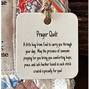 Darciamou Prayer Quilt with Cross Inside, Mini Vintage Prayer Quilt Squares, Handmade Sew Individually Vintage Prayer Quilt Squares, Symbolism Poems Quilts Serenity Prayer Blanket (Prayer Quilt)