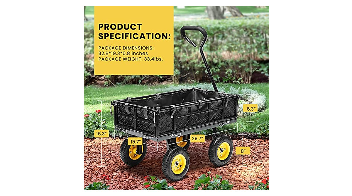 VIVOHOME Dual Chamber Composter & Heavy Duty Garden Cart Set