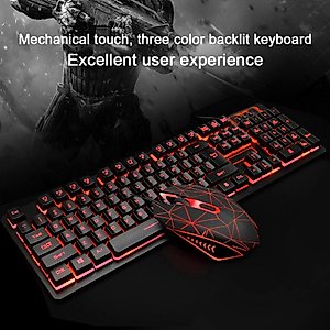 Zyyini Gaming Keyboard and Mouse Mice Pad Set, 19 Keys Three-Colour Backlit Gaming Keyboard,75 Degree Bevel Base,Four DPI 800/1200/1600/2000 Adjustable Mice,for PC Office Gaming Keypad