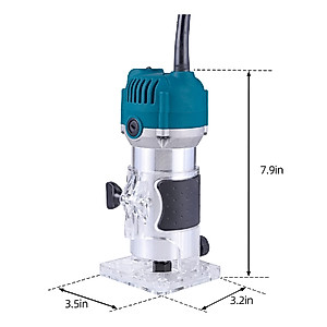 Wood Router,Router Tool Wood Trimmer Router Electric Hand Trimmer Laminate Milling Engraving Hand Machine Joiner Tool Electric for Slotting Trimming Carving 110V 800W 30000R/MIN(Blue)