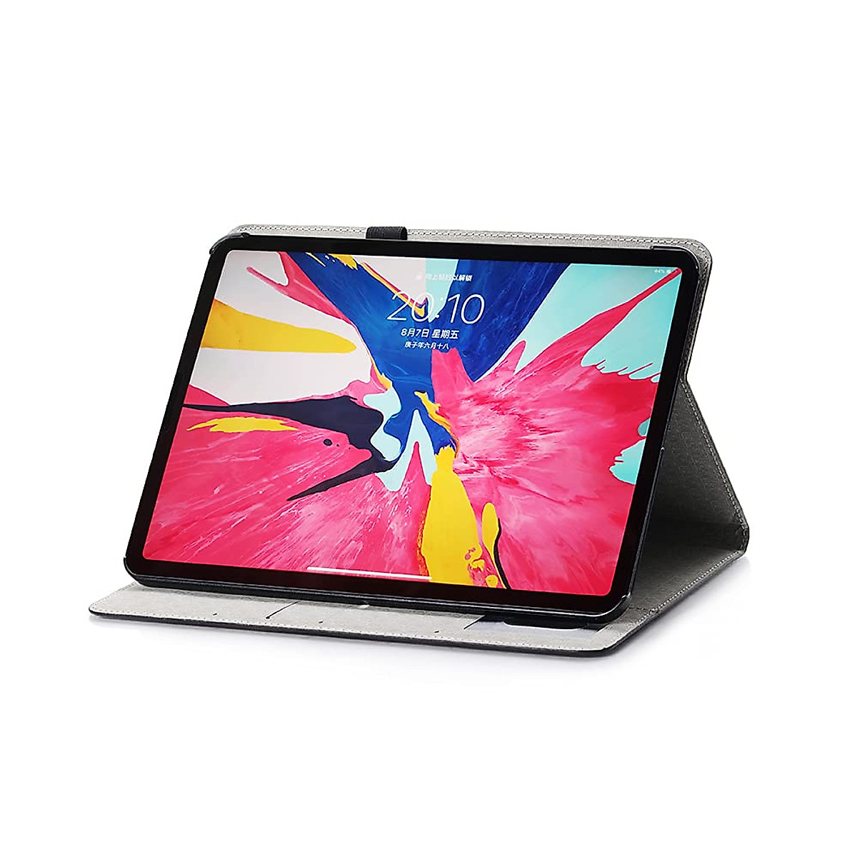 iPad Air-6 (13'') Case, iPad Pro-3 4 5 6 (12.9'') Case for Women, DMaos Crocodile Synthetic Leather Stand Folio Smart Cover with Pen Holder, Auto Sleep/Wake - Black