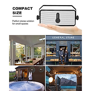 Inwa Bluetooth Outdoor Speaker, IPX5 Waterproof Wall Mount Speaker, Wireless Sync Up to 100 Speakers, Connect Seamlessly to Phone, Computer, Echo Dot, Suitable for Patio, Porch, Gazebo, Garage, 2 PCS