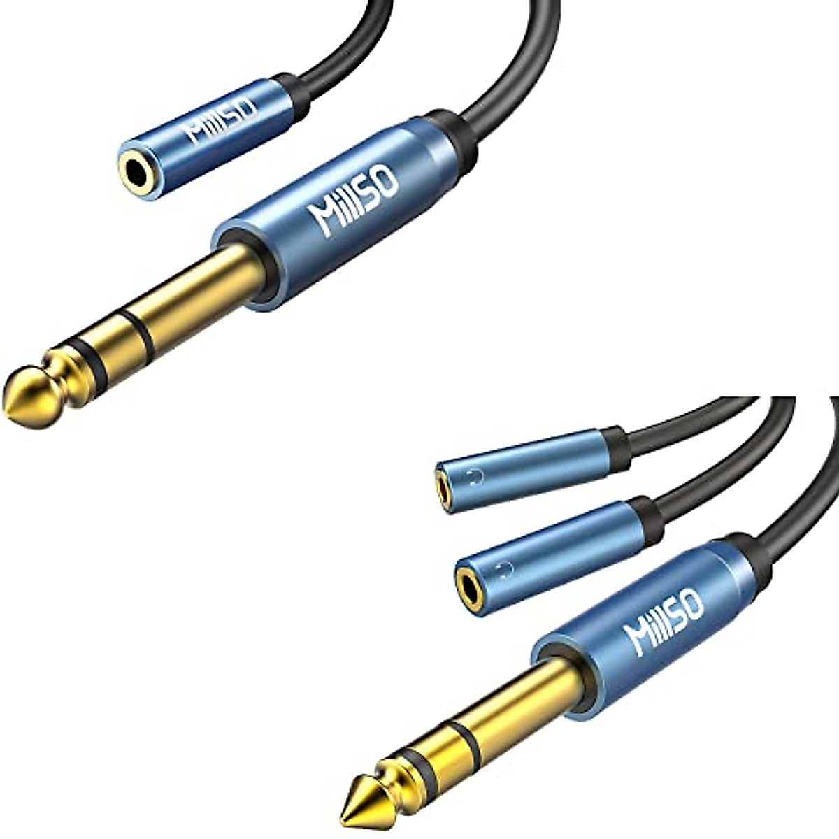 MillSO Bundle TRS 1/4 to 3.5mm Headphone Adapter 6.35mm 1/4 Male to Dual 3.5mm 1/8 Female Headphone Adapter