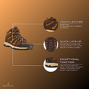 NAUTICA Men’s Hiking Boots Durable Trekking Trail - Waterproof Slip Resistant Traction Grip Boots for Indoors & Outdoors, Adventures, Traveling, Backpacking-Visto-Brown-11
