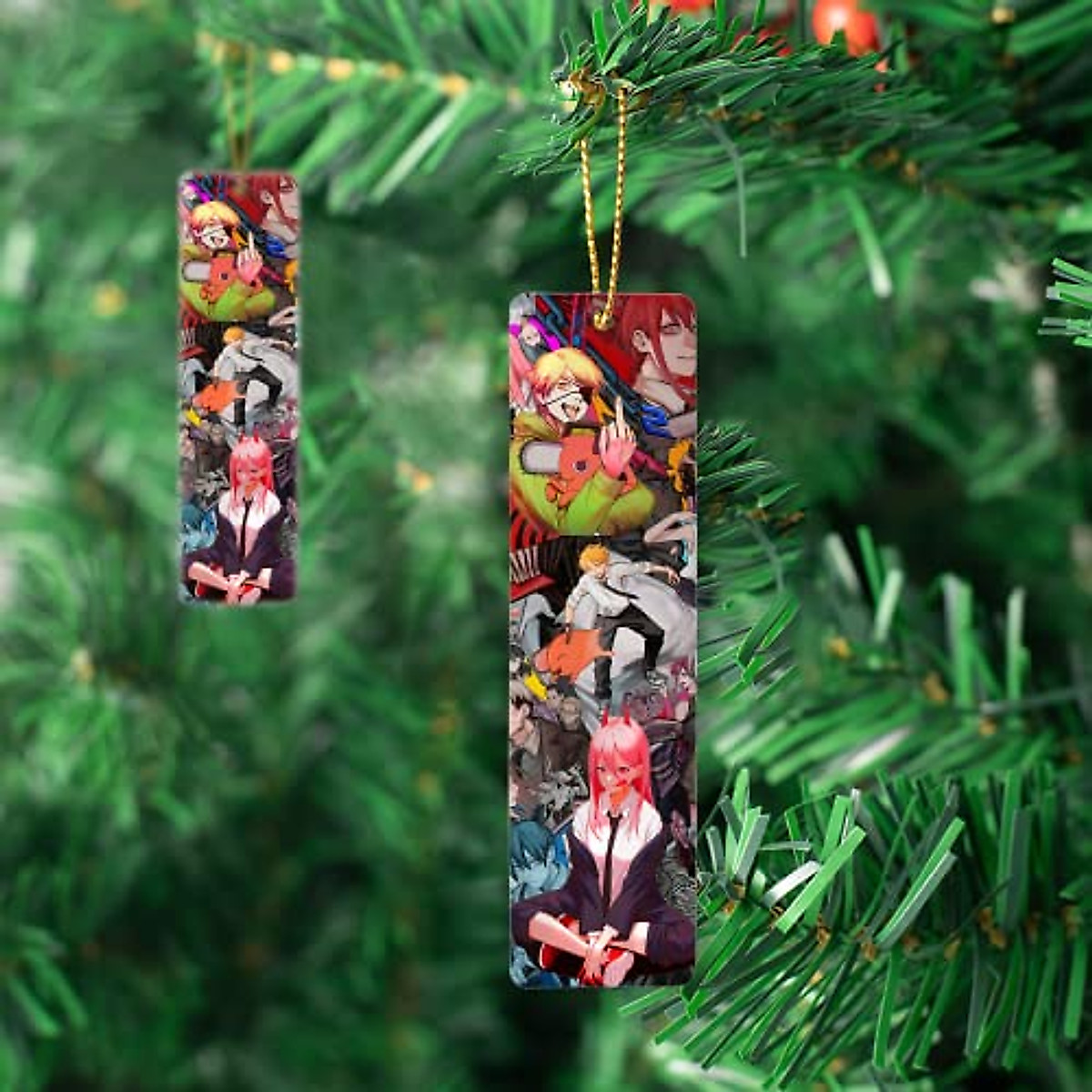 Bookmarks Ruler Metal Chainsaw Measure Denji Reading Bookography Bookworm Tassels for Book Bibliophile Gift Reading Christmas Ornament Markers