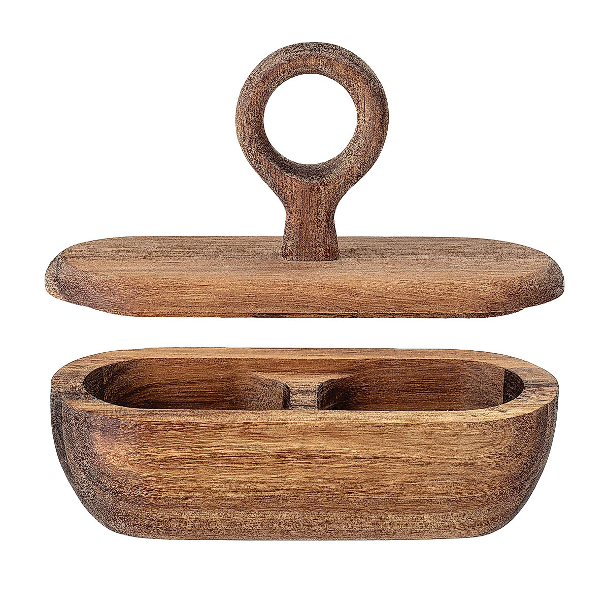 Bloomingville Bloomingville Modern Acacia Wood Divided Container with Lid, Natural