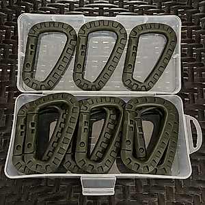 JCPLYNN Tactical Carabiner Keychain - 15 Pack Enforcement Hard Polymer Light Weight Carabiner D Ring Locking Hanging Hook Tactical Spring Snap Gear Clip Utility Hooks (Dark Green)