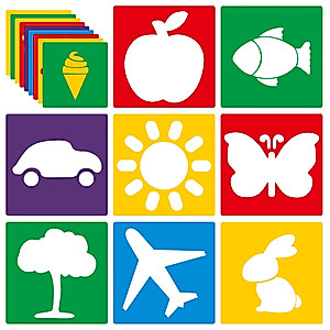 LA QUEENIE 24 Pieces Stencils for Kids,Large Drawing Stencils Chalk Stencils,8 Inches Washable Shape Template Stencils Kit for Kids Crafts,Painting Drawing,School Projects