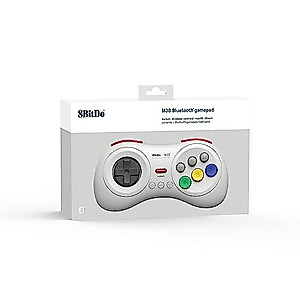 8Bitdo M30 Bluetooth Controller for Switch, Windows and Android, 6-Button Layout for SEGA’s Classic Games (White)