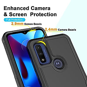 LEXNEC Designed for Moto G Power 2022 & Moto G Pure Case,Heavy-Duty Tough Rugged Lightweight Slim Shockproof Protective Men Women Phone Case Cover for Motorola G Power 2022 (6.5",2022)[Black]