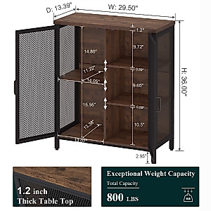 BON AUGURE Coffee Bar Cabinet for Liquor, Small Storage Cabinet for Home Kitchen, Farmhouse Buffet Sideboard Table Station, Whiskey Alcohol Cabinets for Dining Living Room (2 Doors, Rustic Oak)