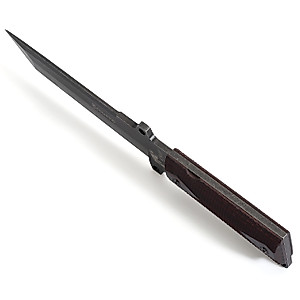 Cool Hand Beast Survival Hunting Knife with Sheath, Replaceable 1911 Wood Grips Handle, Black Stone Washed 0.2" Thick D2 Steel Tanto Fixed Blade Knives, 1911F-BW